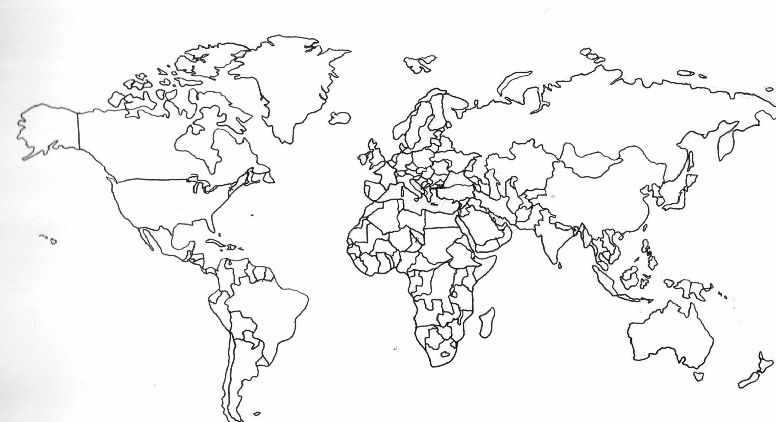 Printable Free Outline Blank Map of The World with Countries