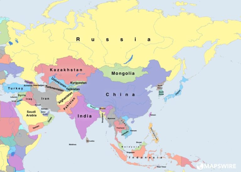 Free Political Map of Asia With Countries And Capitals [PDF]
