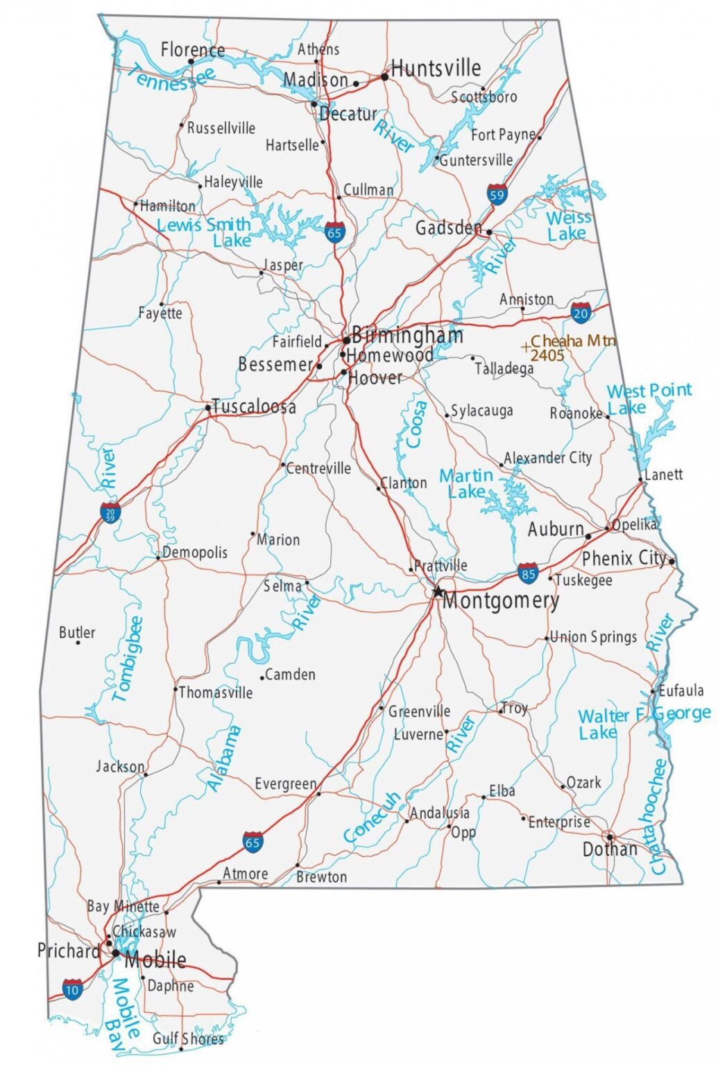 Free Alabama Outline Map | Blank Map of Alabama [2025]